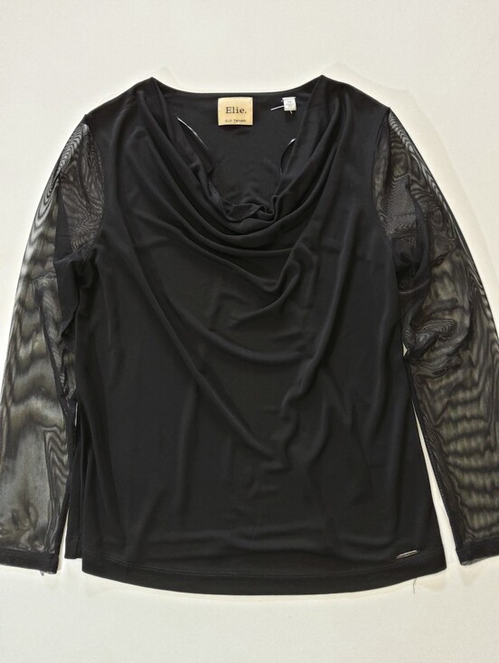 Elie Tahari | Tops | Elie Tahari Drape Neck Top Women Large Black Sheer ...
